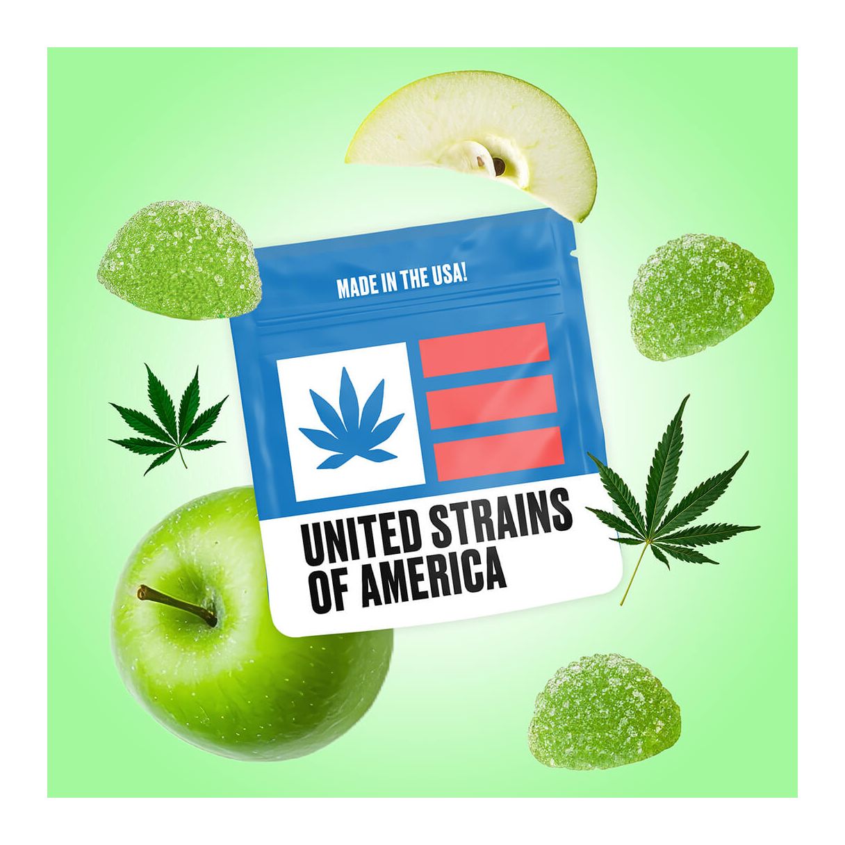 Sour Apple Delta 9 THC Gummies - 15mg | United Strains of America