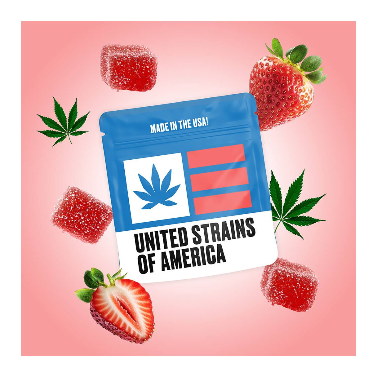 25mg Strawberry Cough Delta 8 THC Gummies | United Strains of America