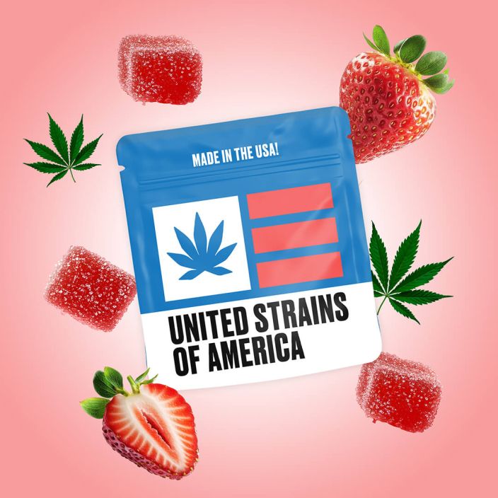 25mg Strawberry Cough Delta 8 THC Gummies | United Strains of America